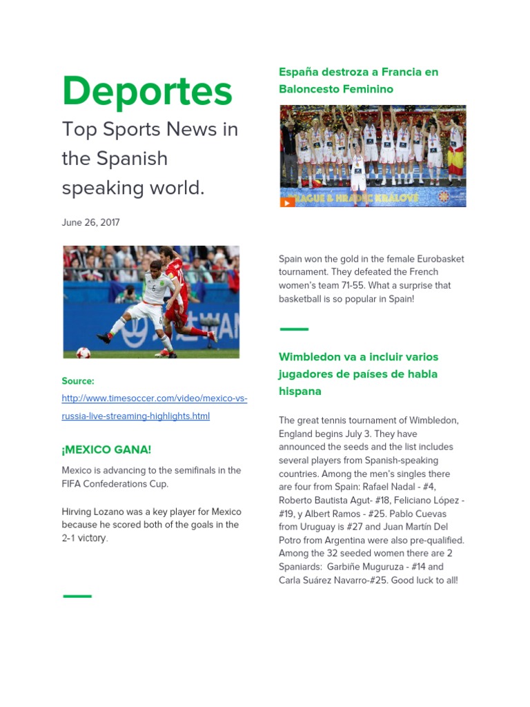 Top Sports Highlights in Spanish | PDF | Sports