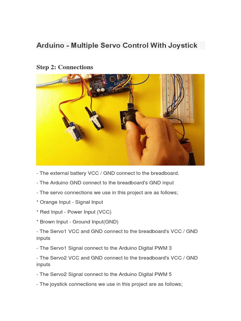 Arduino Multiple Servo Control With Joystick Step 2 Connections Pdf 4163
