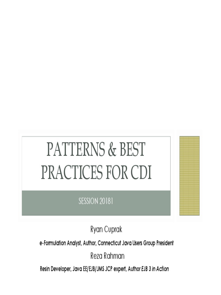 Cdi Best Practices | PDF | Enterprise Java Beans | Java Platform