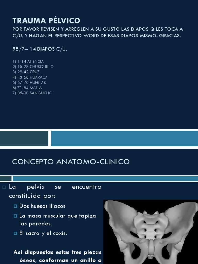 Trauma Pélvico: Anatomía y Manejo Clínico | PDF | Pelvis | Lesión