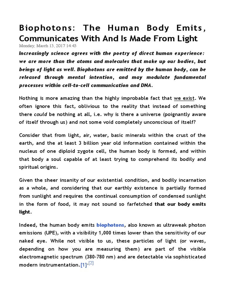 Bio Photons | PDF | Ultraviolet | Emission Spectrum