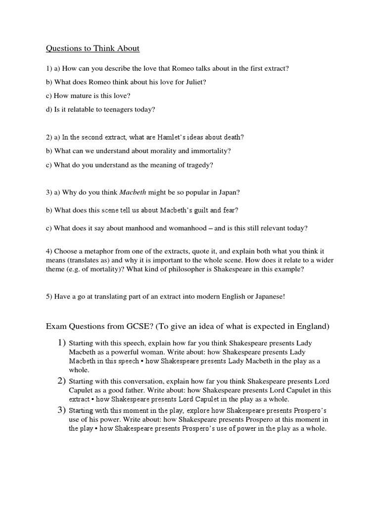 Questions To Think About | PDF | Language Arts & Discipline | General ...