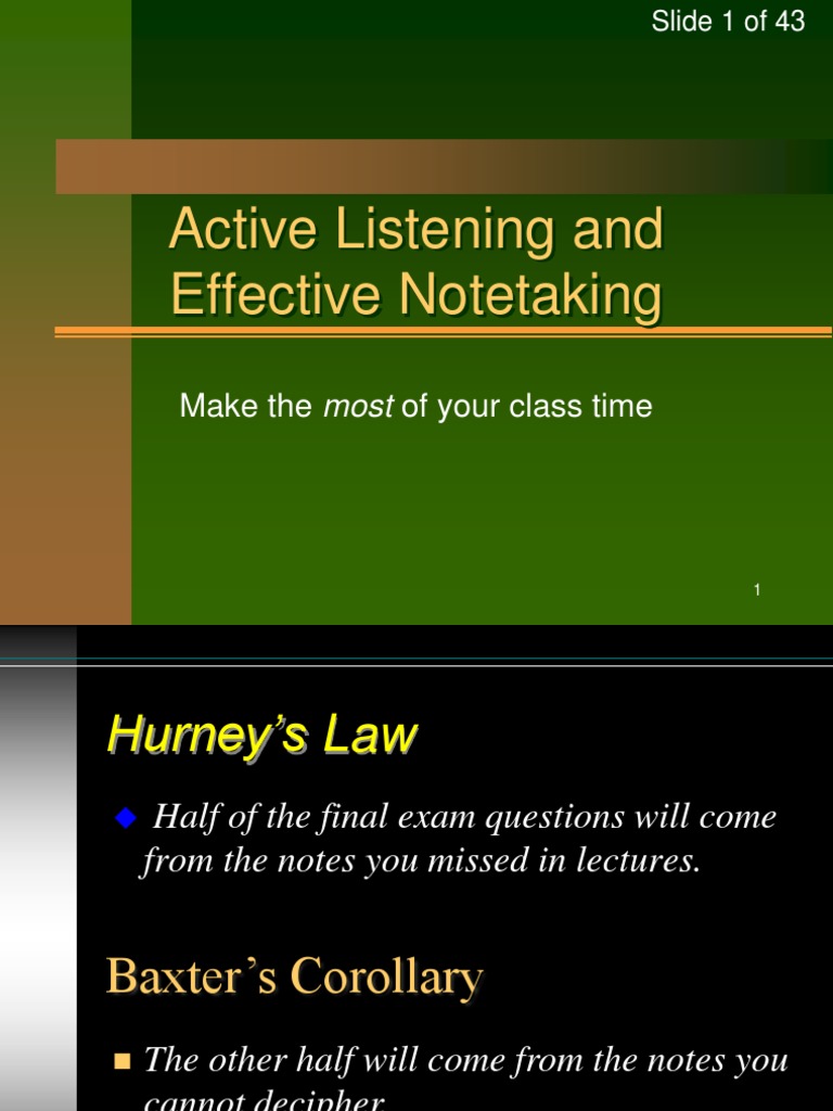 Active Listening and Notetaking Strategies | PDF | Lecture | Communication