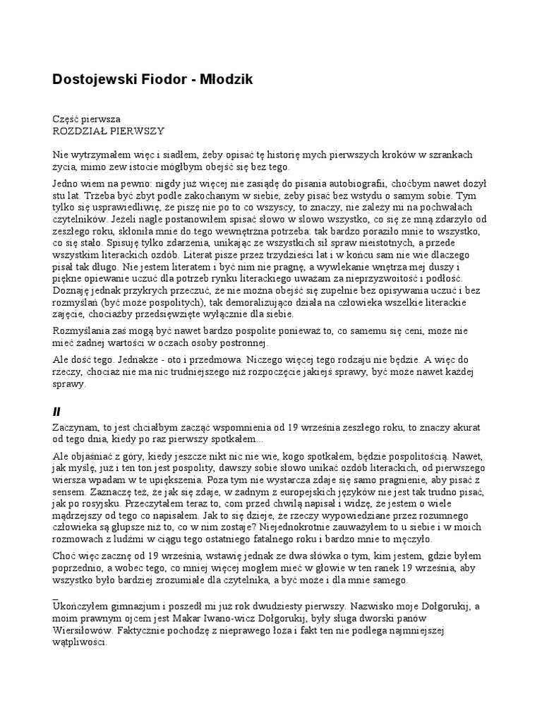 Dostojewski Fiodor - Młodzik | PDF