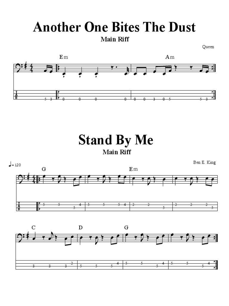 Top 5 Bass Riffs For Beginners PDF | PDF | Songs | Musical Compositions