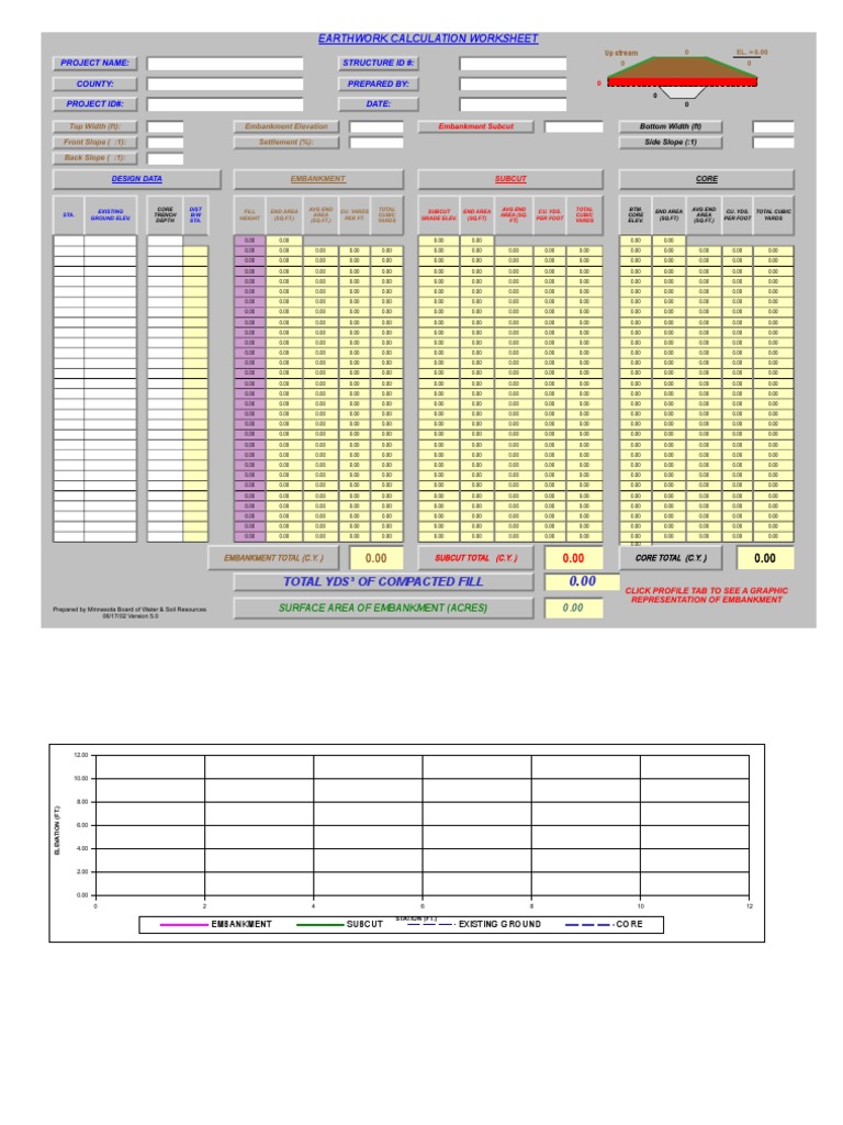 EARTHWORK Calculation Sheet-STANDARD v5.0 | PDF | Spreadsheet | Computing