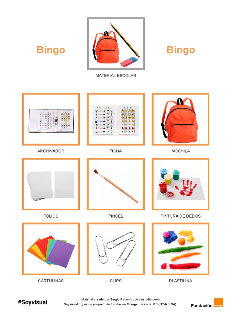 Material Escolar para Bingo Infantil | PDF