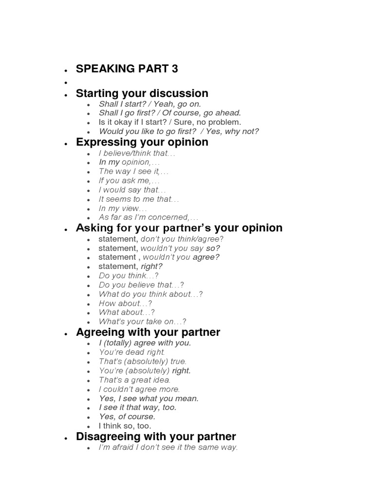 Speaking Part 3 Starting Your Discussion: Is It Okay If I Start? / Sure ...