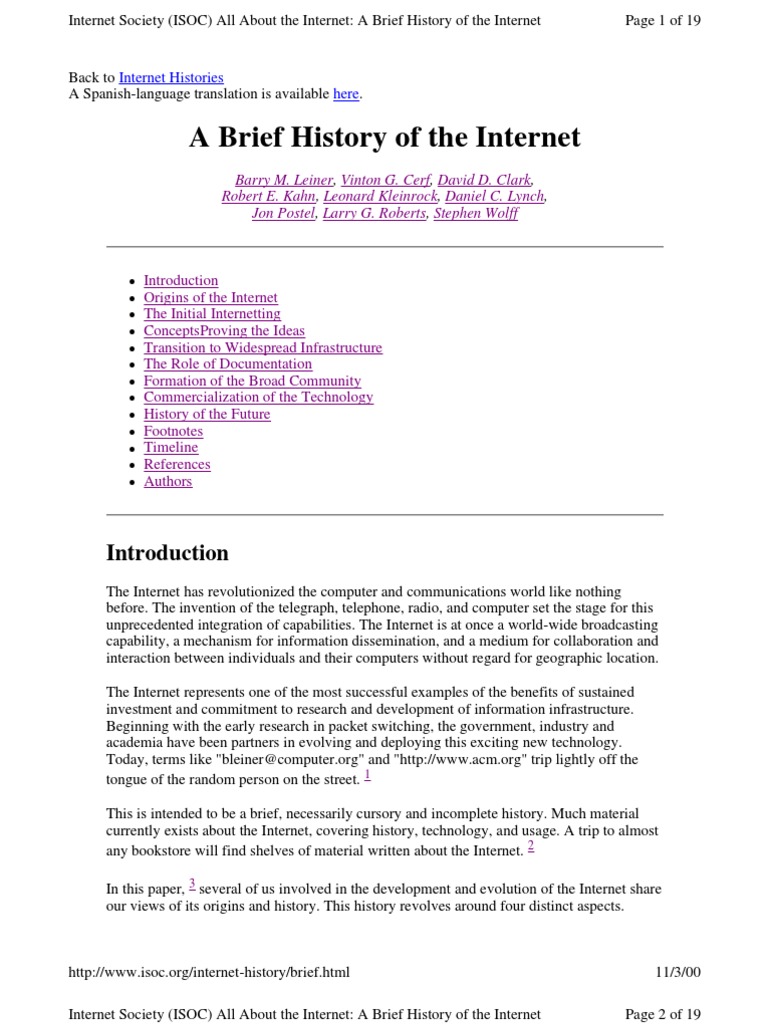 A Brief History of The Internet | PDF | Packet Switching | Internet