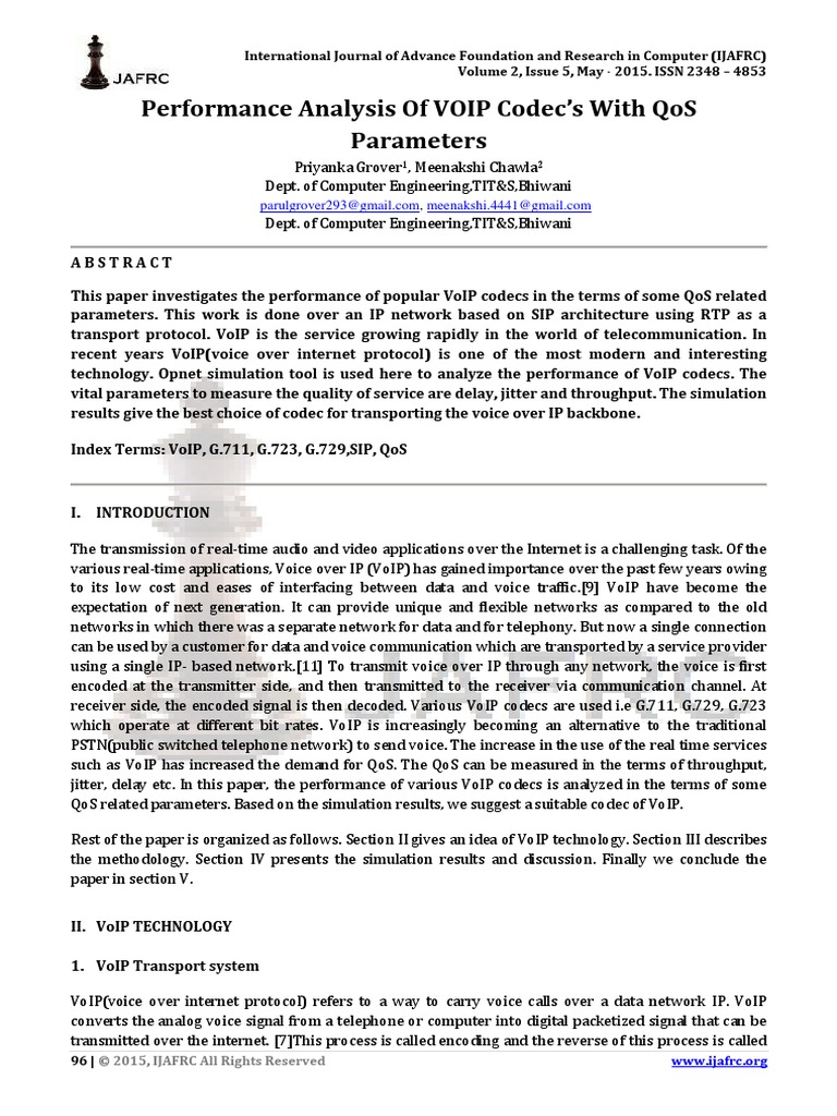 VOIP Codec's With QoS Parameters | PDF | Session Initiation Protocol ...