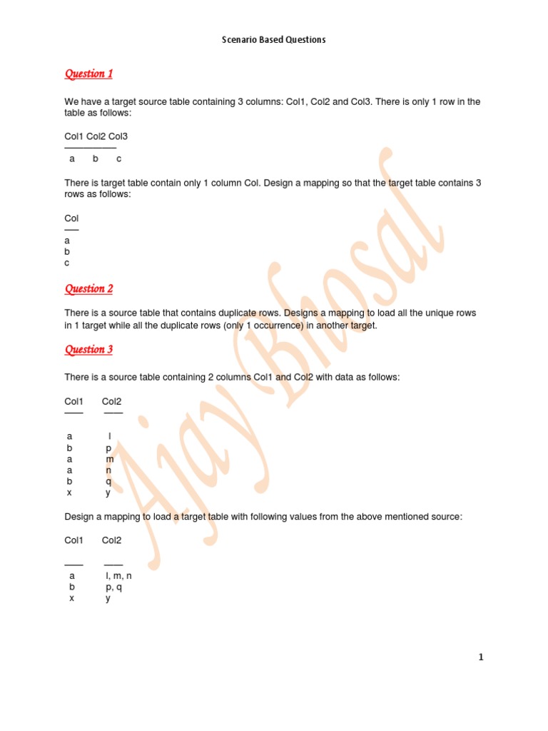 Scenario Based Questions | PDF | Table (Database) | Information ...