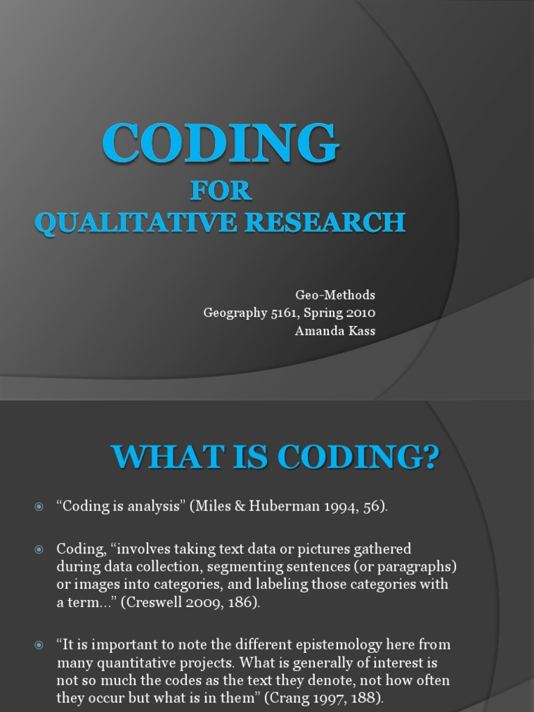 Coding For Qualitative Research | PDF | Qualitative Research | Geography