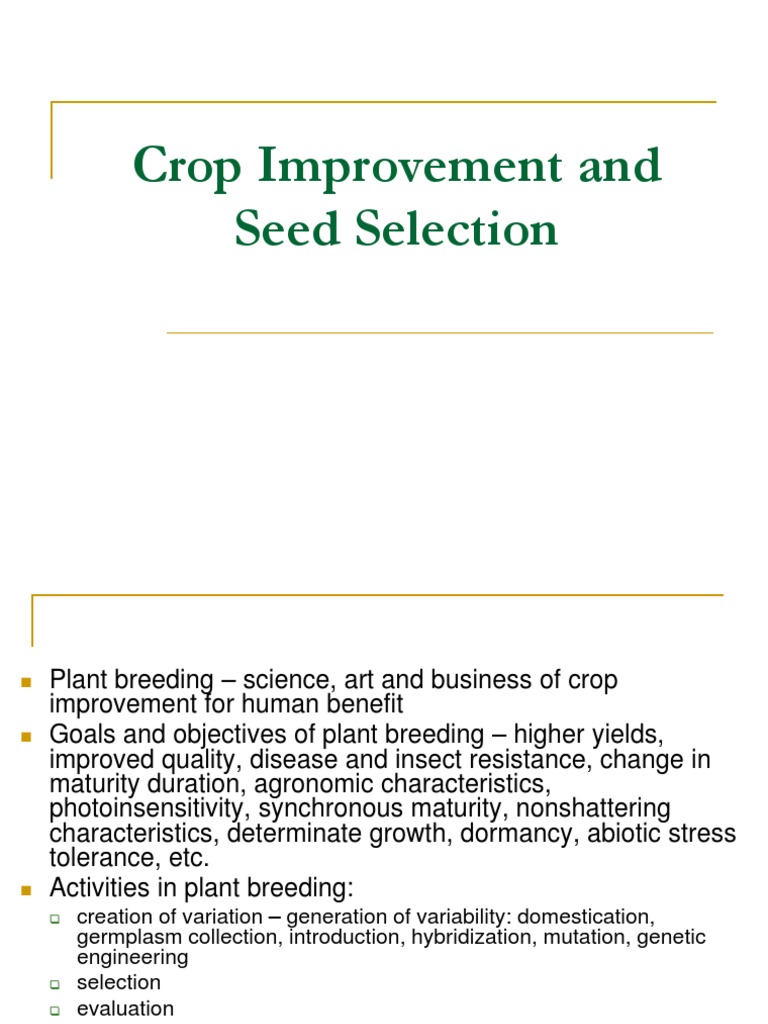 Crop Improvement | PDF | Plant Breeding | Zygosity