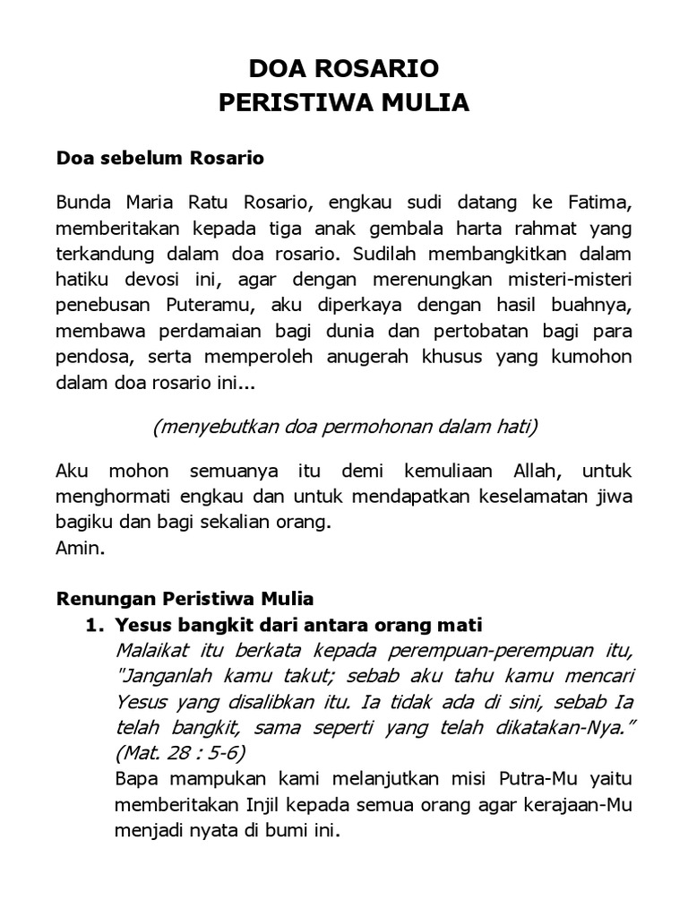 Rosario Peristiwa Mulia | PDF