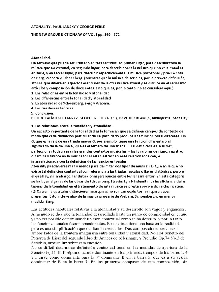 Atonality. Paul Lansky. George Perle | PDF | Acorde (Música ...
