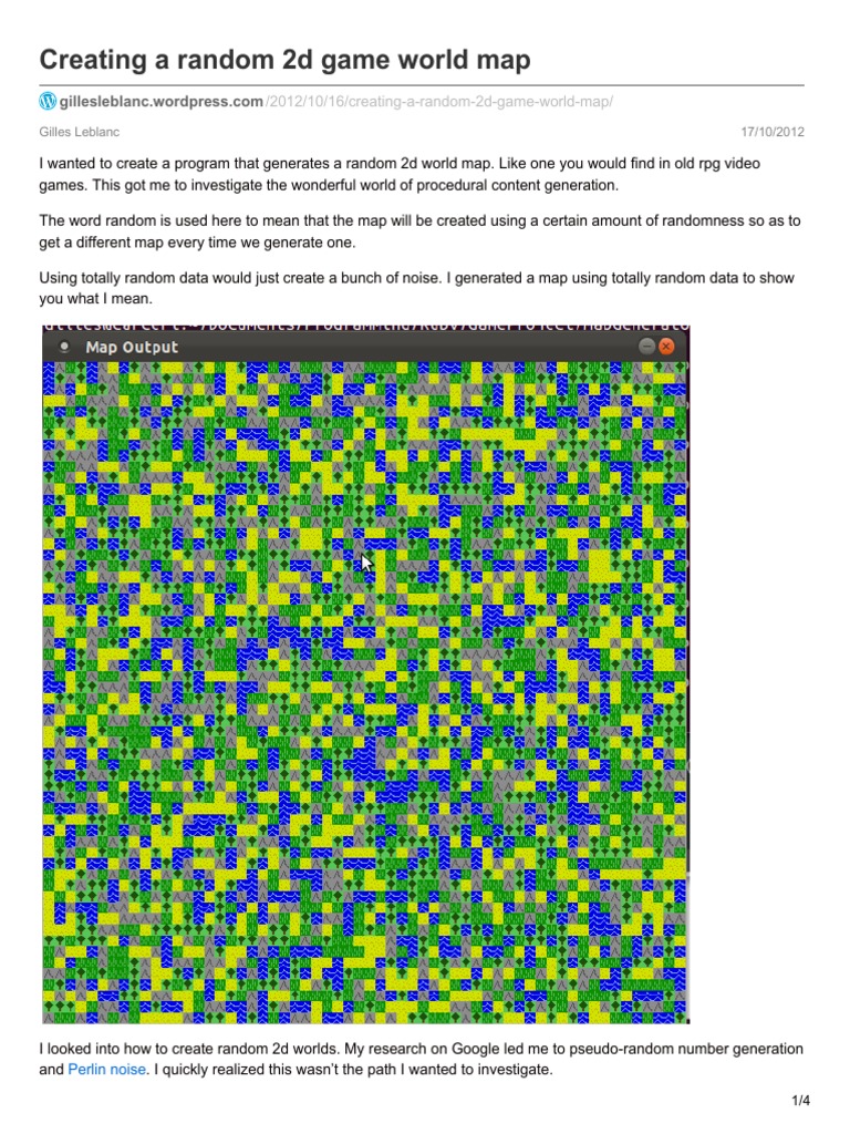 Creating A Random 2d Game Worldnbspmap | PDF | Map | Randomness