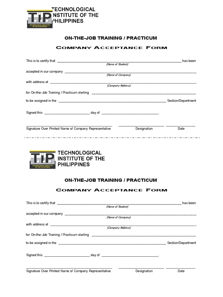 Technological Institute of The Philippines: On-The-Job Training ...