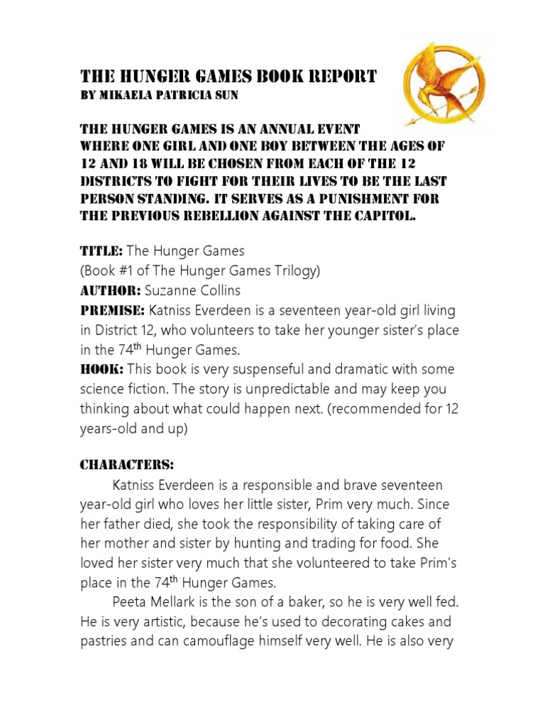 The Hunger Games Book Report | PDF | The Hunger Games | Works About ...