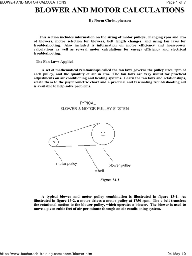 Blower Motor Sizing Calculations | PDF | Belt (Mechanical) | Horsepower