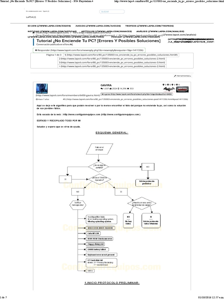 Tutorial ¿No Enciende Tu PC - (Errores Y Posibles Soluciones) - PS4 Playstation 4 PDF | PDF ...
