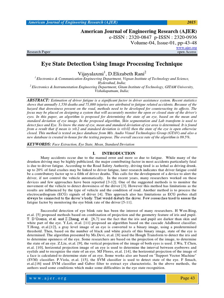 Eye State Detection Using Image Processing Technique Pdf Support