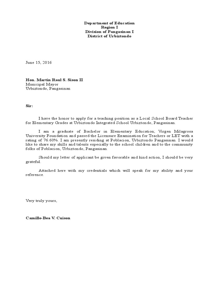 Bea Application Letter | PDF
