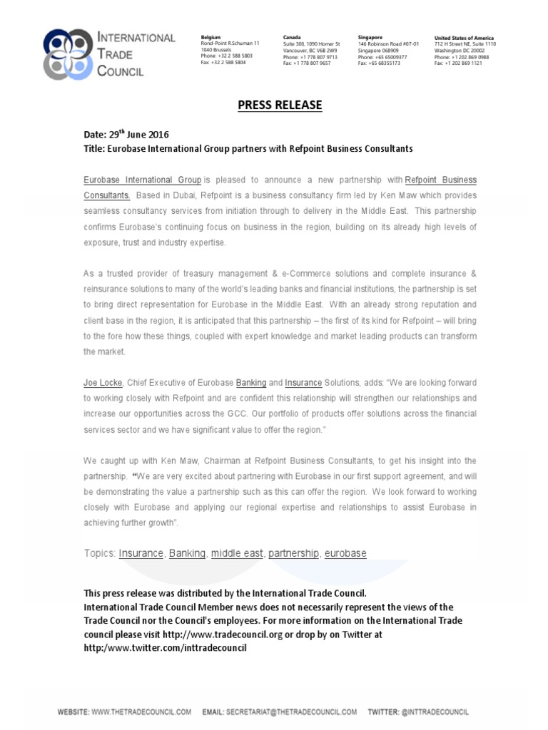 Eurobase International Group Partners With Refpoint Business ...