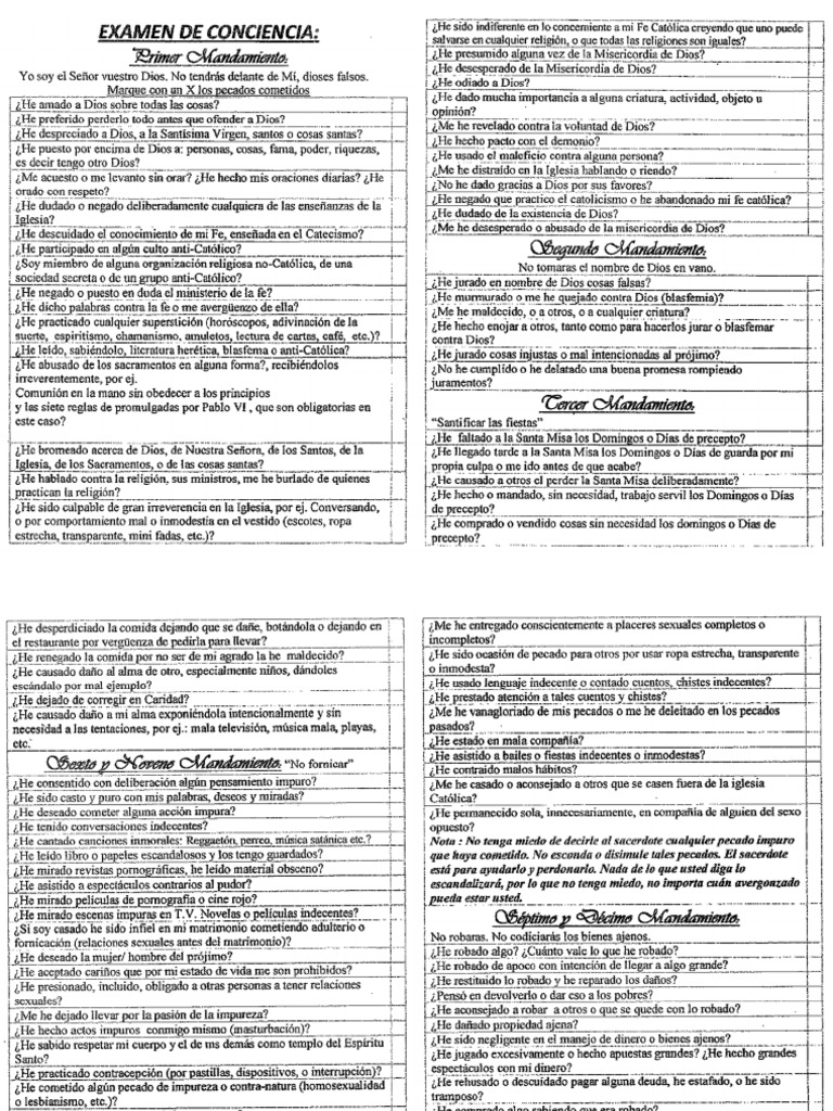 Examen de Conciencia para Adultos (Para Imprimir) | PDF