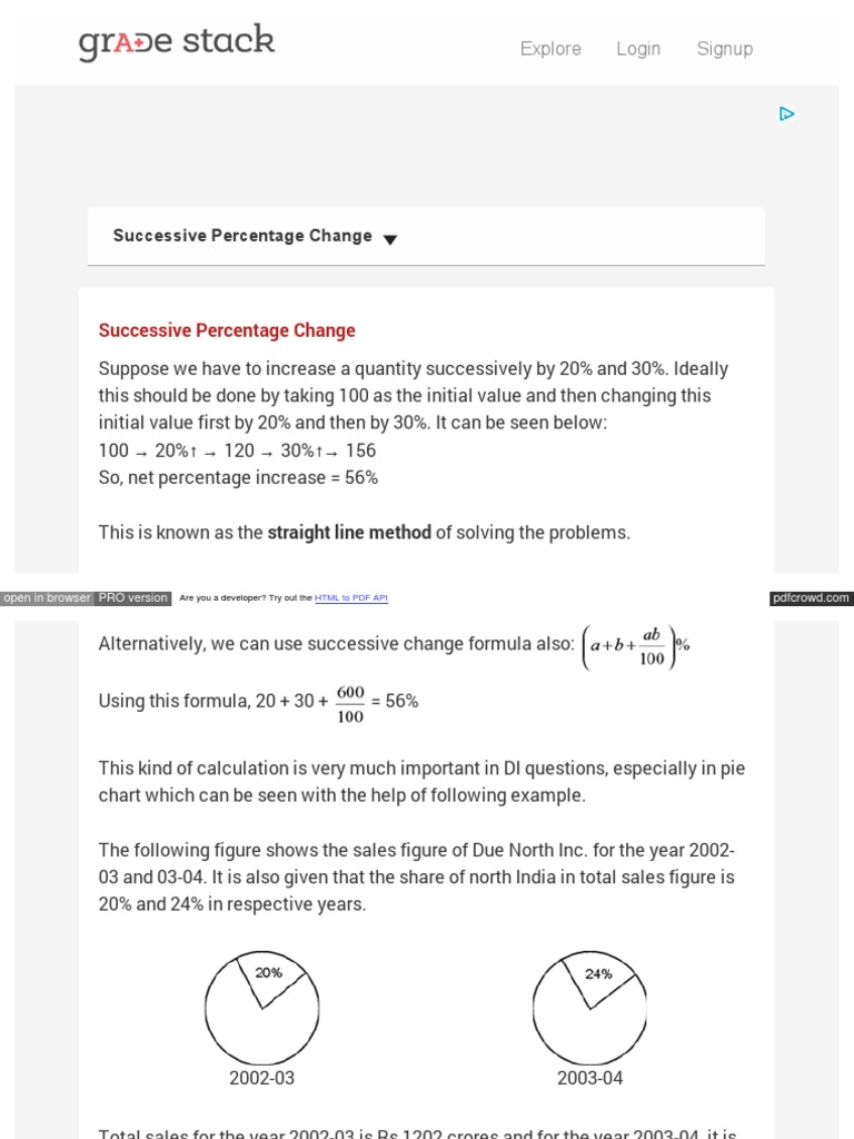 Successive Percentage Change Explained | PDF | Percentage | Teaching ...