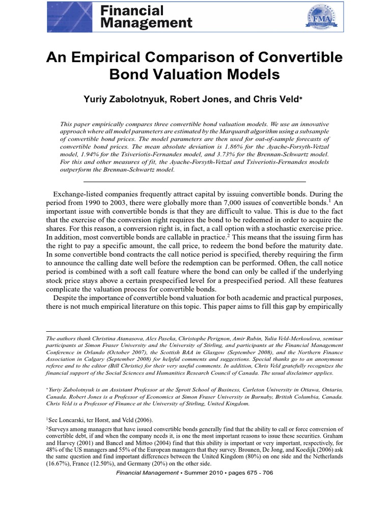 ConvertibleBondStudy (TF and AFV Model) | PDF | Convertible Bond ...