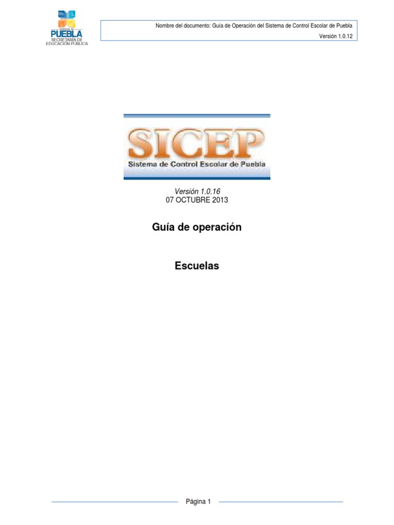 Guía SICEP V1: Control Escolar Puebla | PDF | Point and Click | Archivo ...