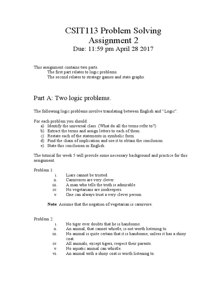CSIT113 Assignment 2 | Download Free PDF | Logic | Cognitive Science