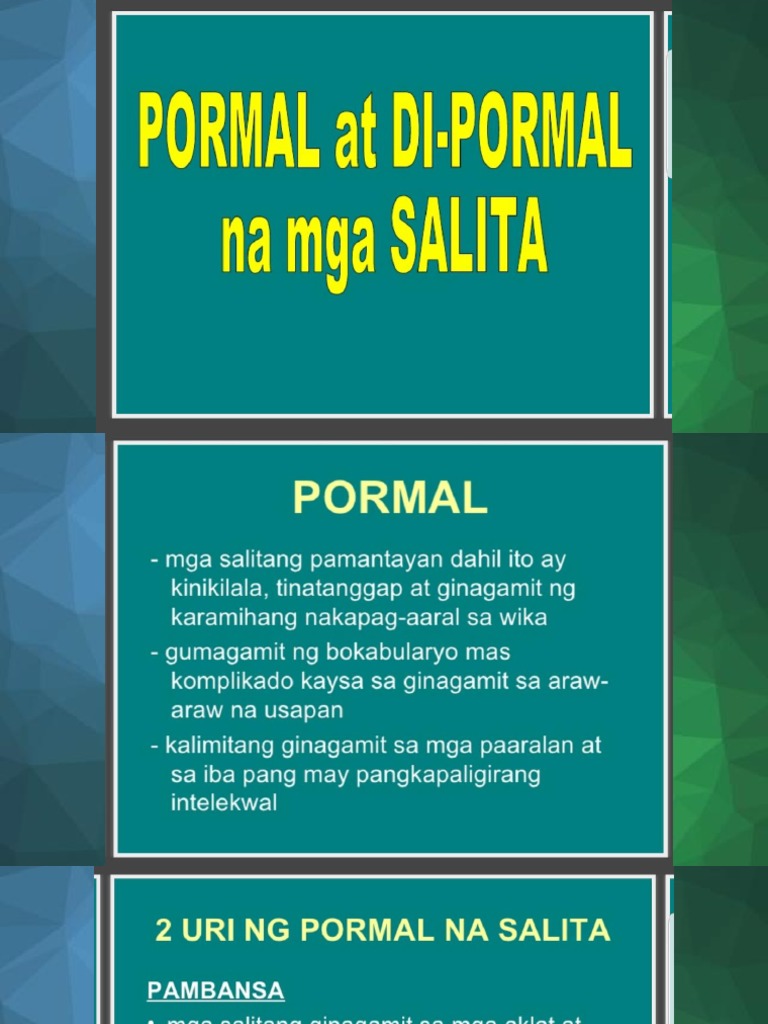 Pormal at Di Pormal Na Salita