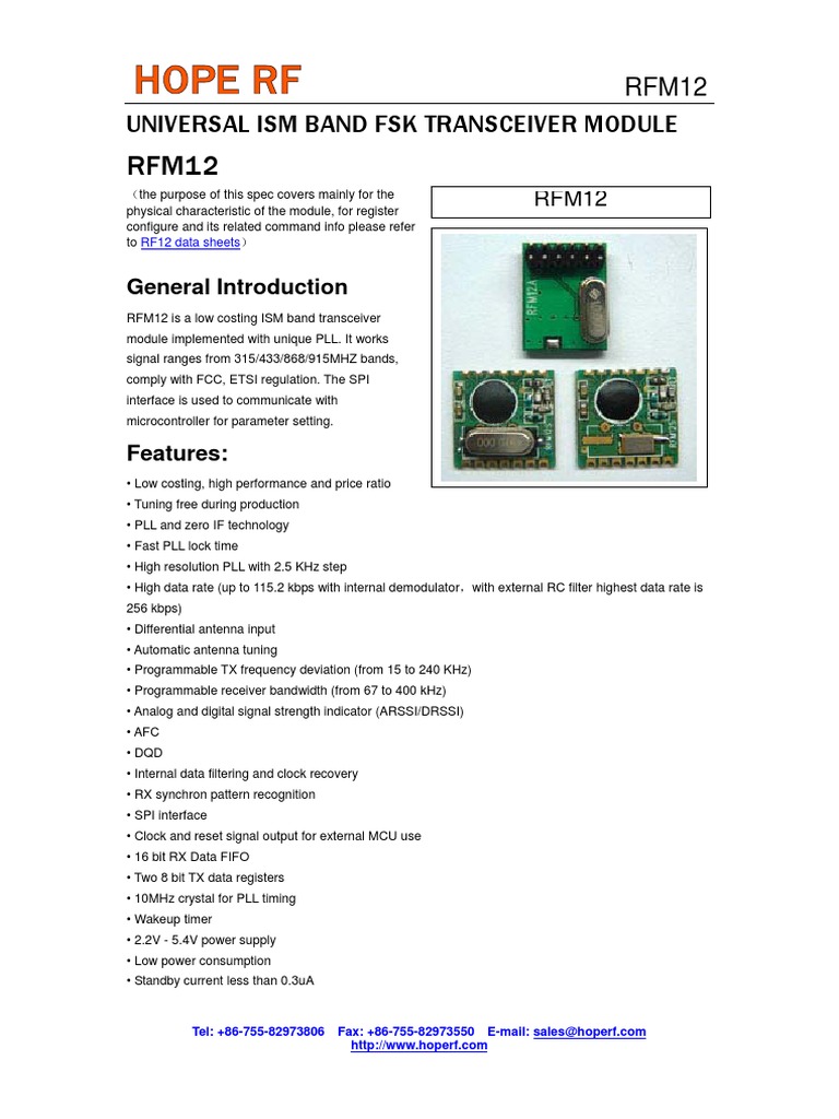 rfm12 PDF | PDF | Microcontroller | Electronic Filter