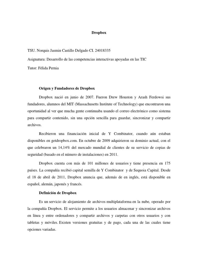 Historia y Origen de Dropbox | PDF | Informática | Software