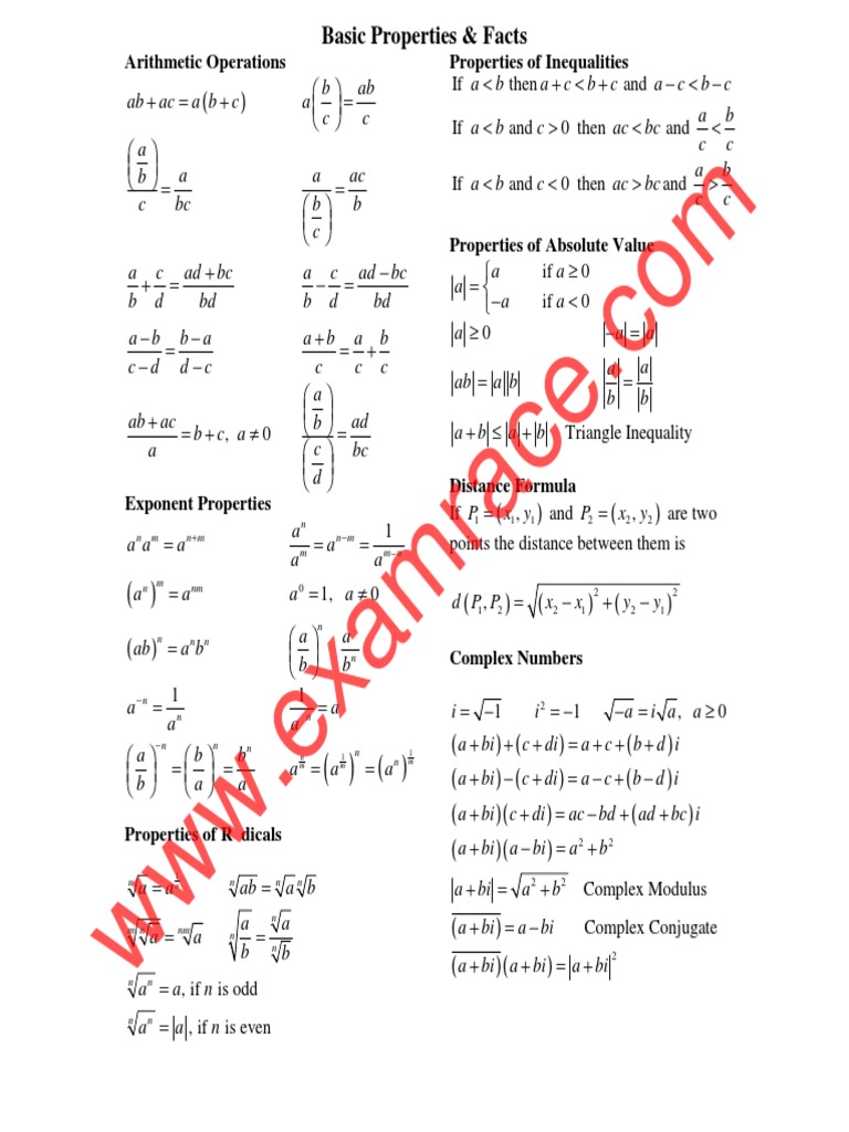 Fundamental Properties of Numbers and Operations | PDF | Logarithm ...