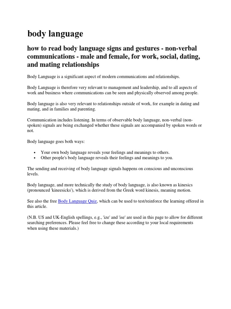Body Language | PDF