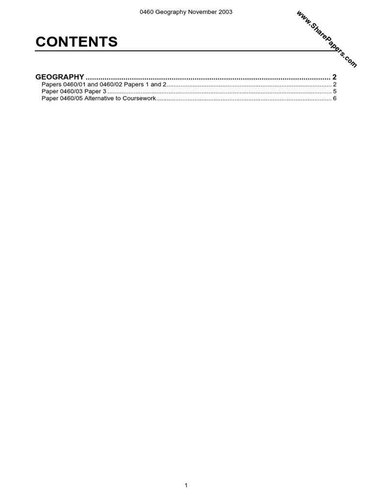 Analysis of Candidate Performance on the November 2003 Geography ...
