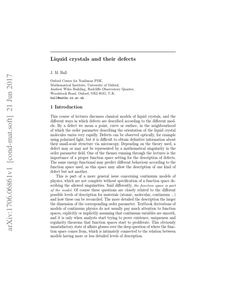 Liquid Crystals and Their Defects | PDF | Liquid Crystal | Teaching ...