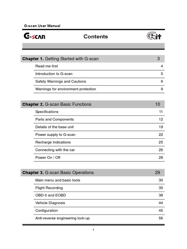 G-Scan User Manual 110309 | PDF | Battery (Electricity) | Usb