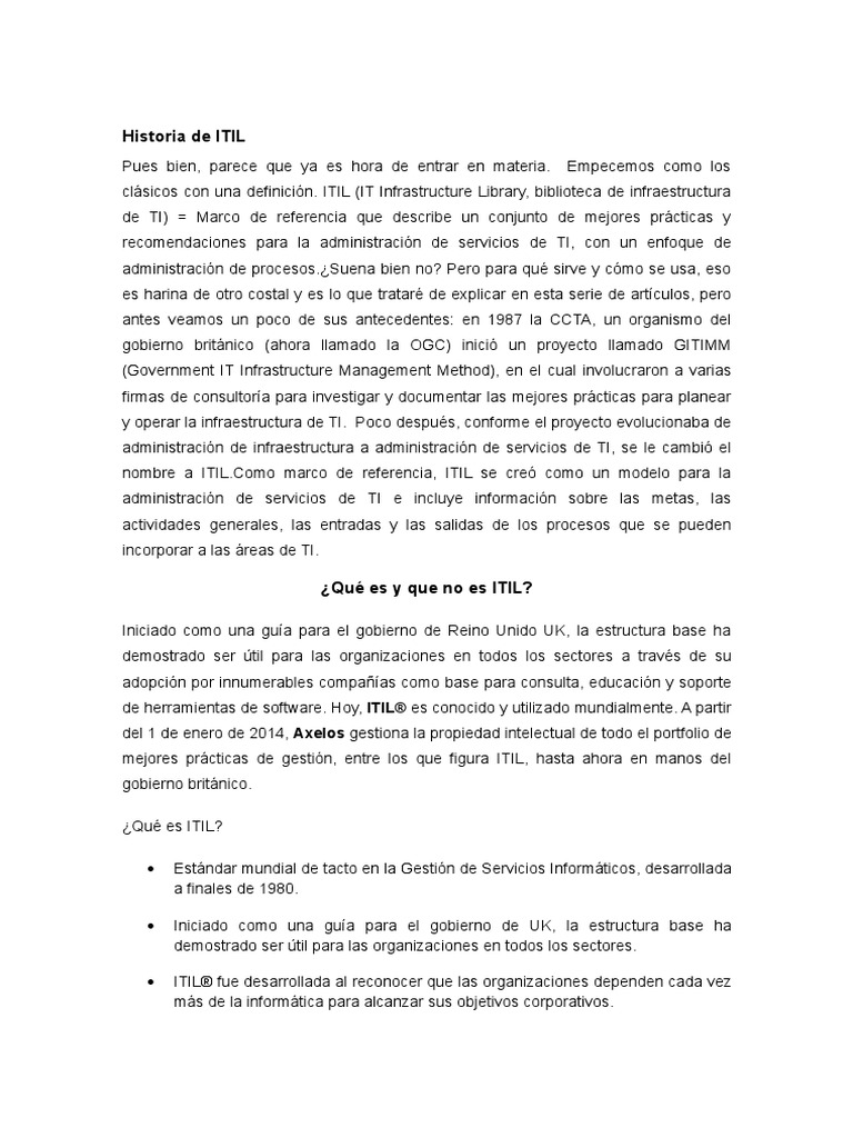 Historia de ITIL | PDF | Itil | Business
