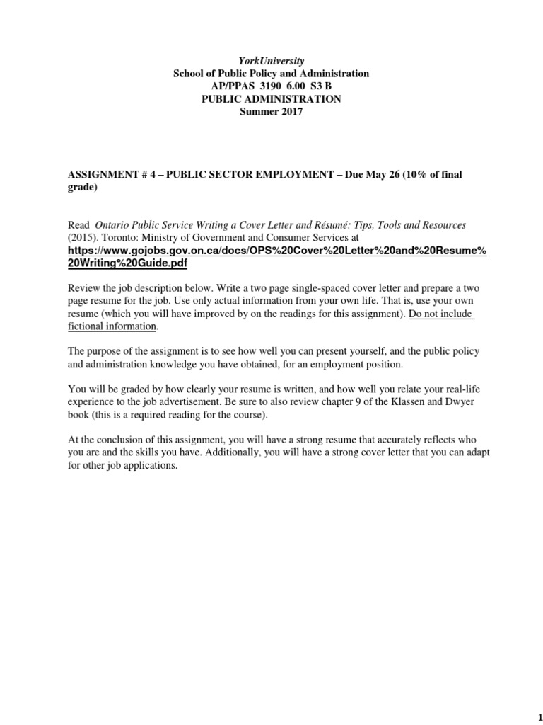 Assignment 4 - Public Service Careers - Job Application Case | PDF ...