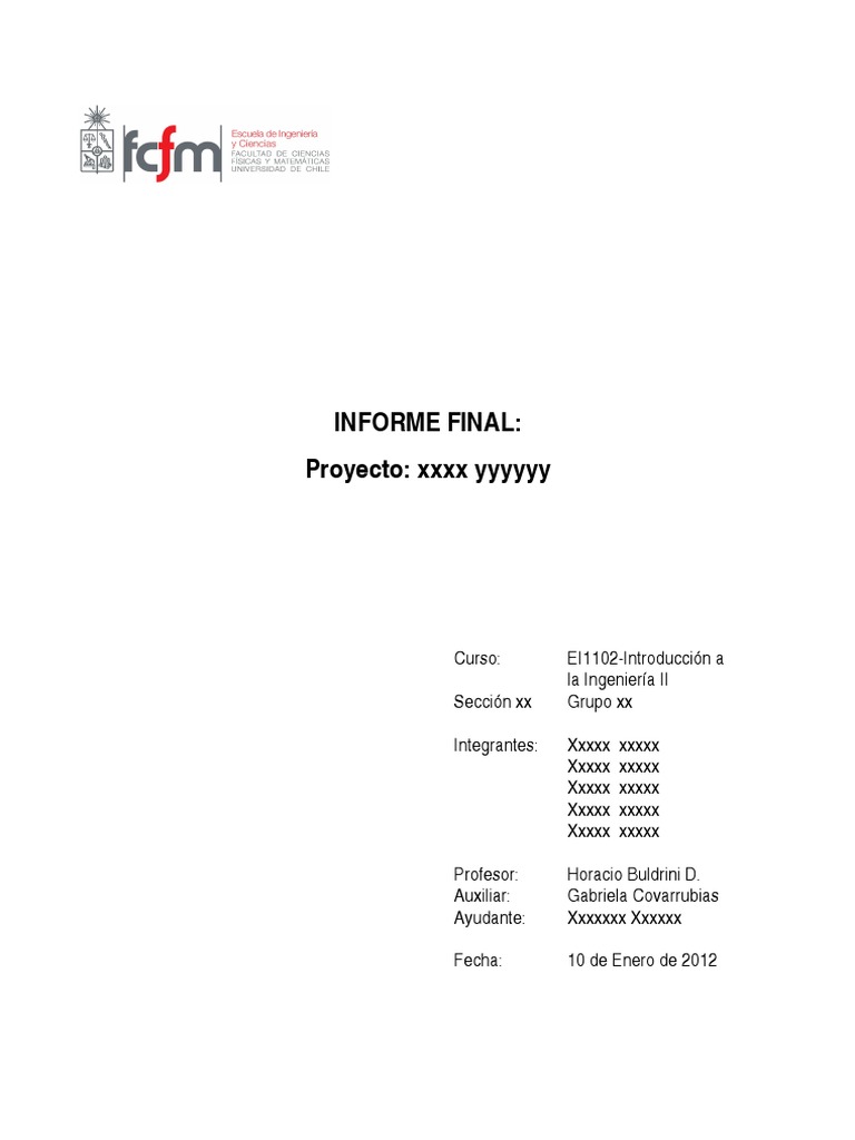 Ejemplo Portada Informe | PDF