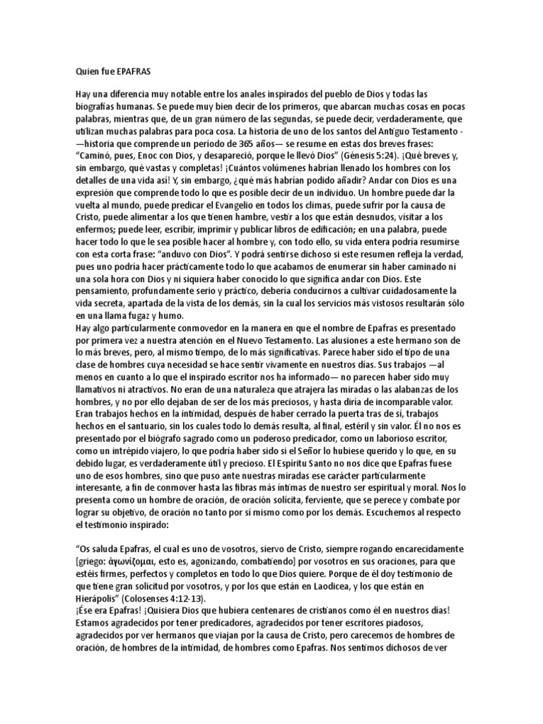 Quien Fue Epafras | PDF | Oración | Cristo (título)