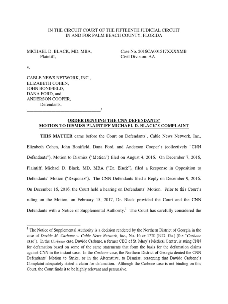 Order in Dr. Michael Black Defamation Lawsuit Against John Bonifield ...