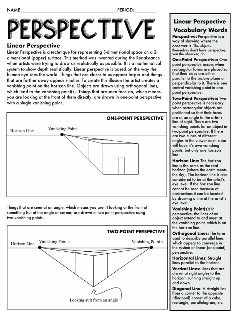 Perspective Worksheets | Download Free PDF | Perspective (Graphical ...