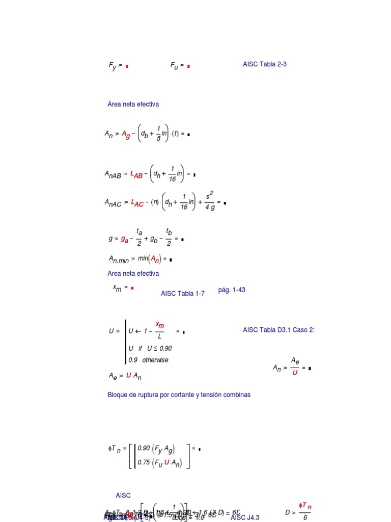 Formulas de Acero Tensión, Tornillos y Cortante Excentrico | PDF | Naturaleza