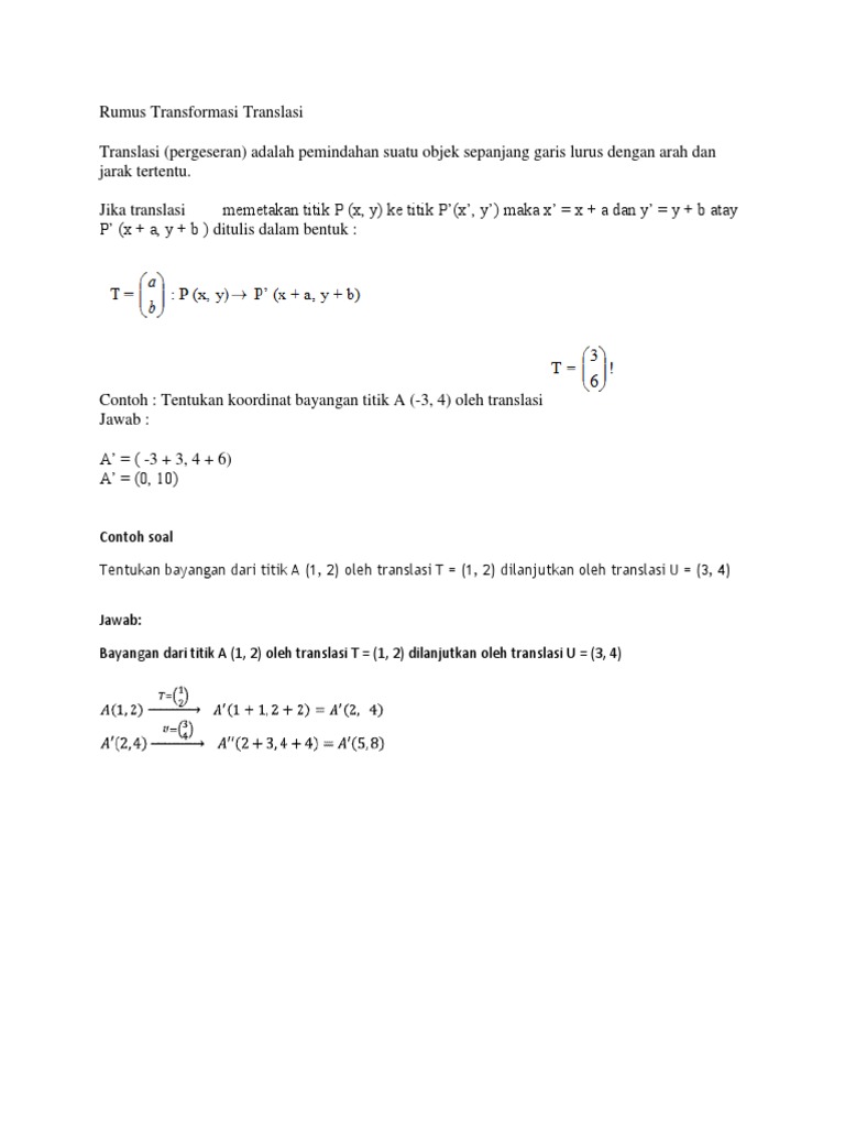 Rumus Transformasi Translasi | PDF