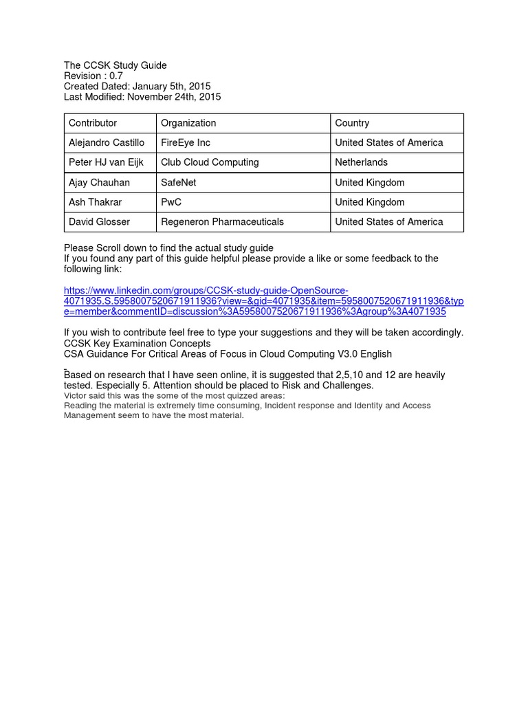 The CCSK Study Guide - Handbook | PDF | Software As A Service | Cloud Computing