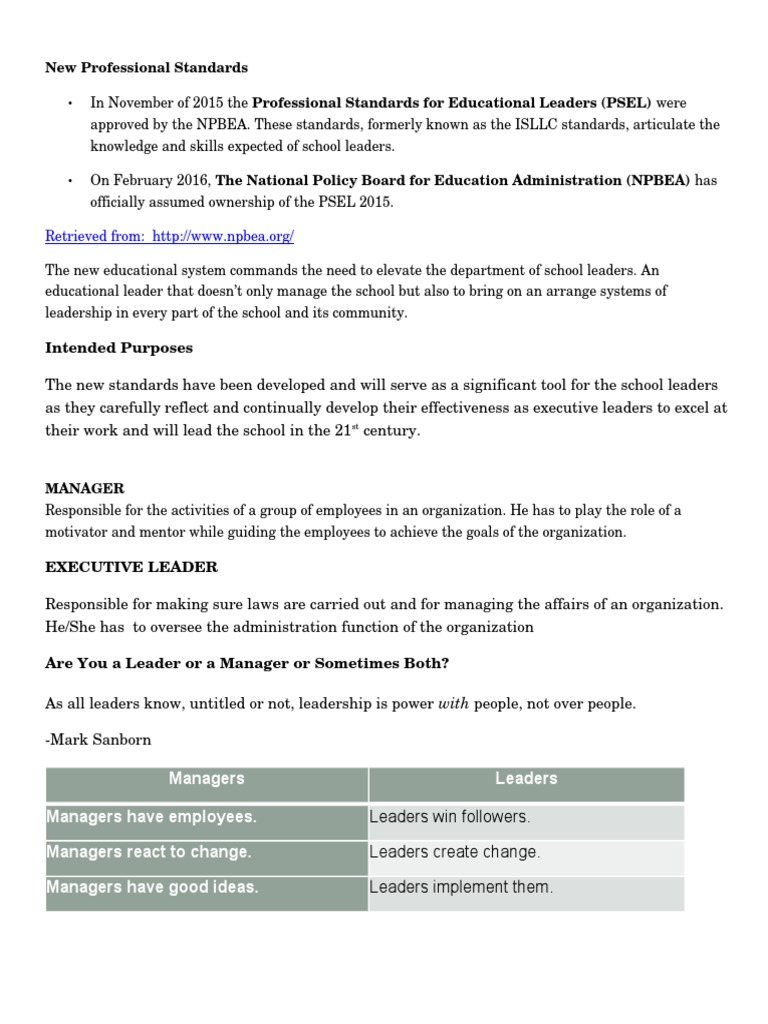Elevating School Leadership: An Analysis of the New Professional ...